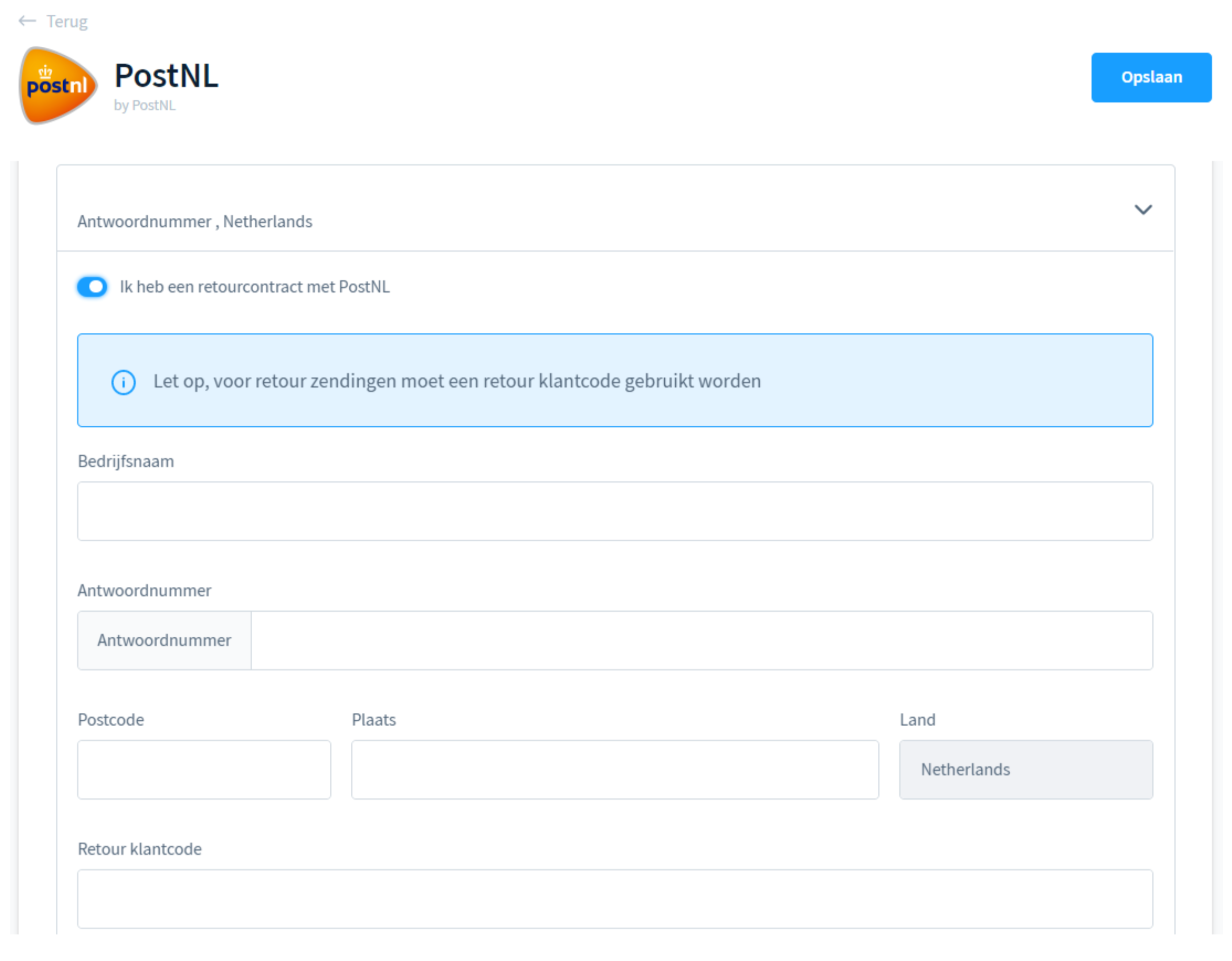 PostNL Shopware Manual